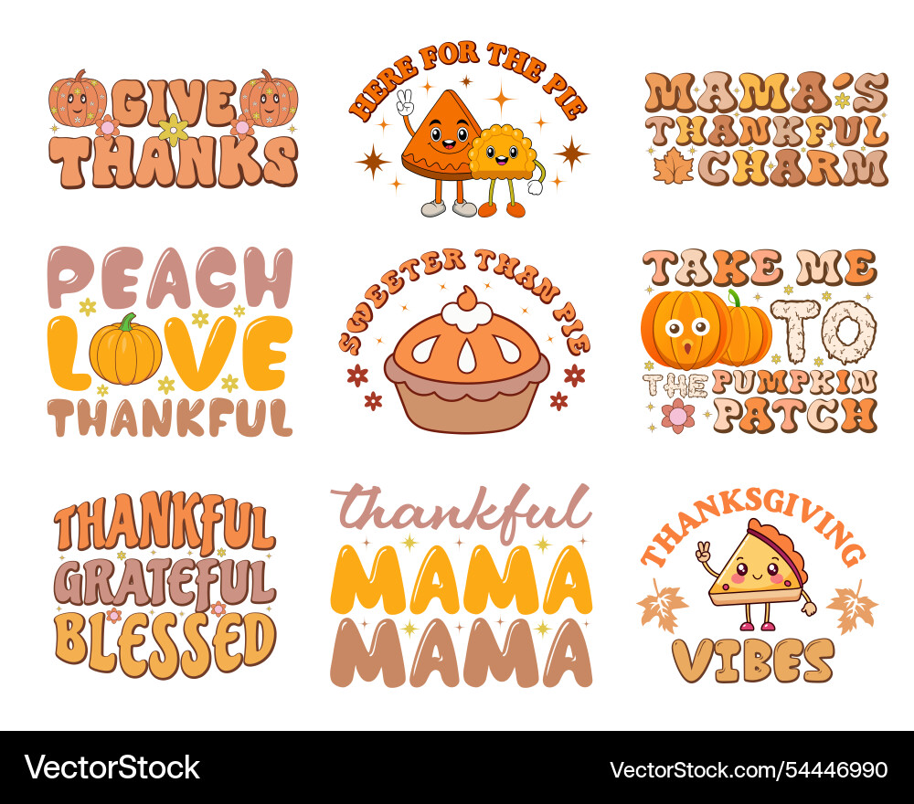 Turkey day vibes svg pack Royalty Free Vector Image