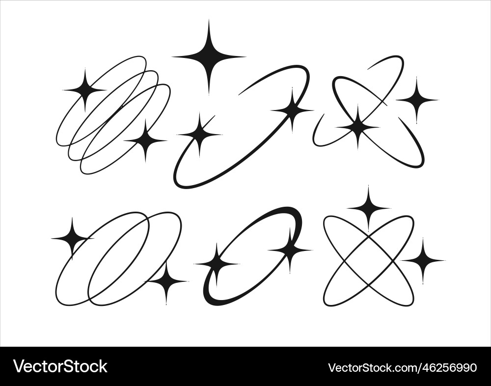 Y2k stars starburst and retro set Royalty Free Vector Image