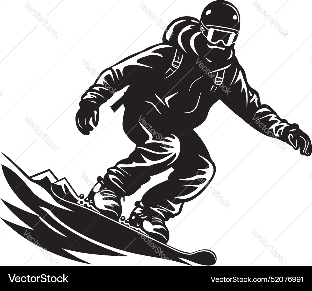 Blizzard warrior snowboarding man logo graphic Vector Image