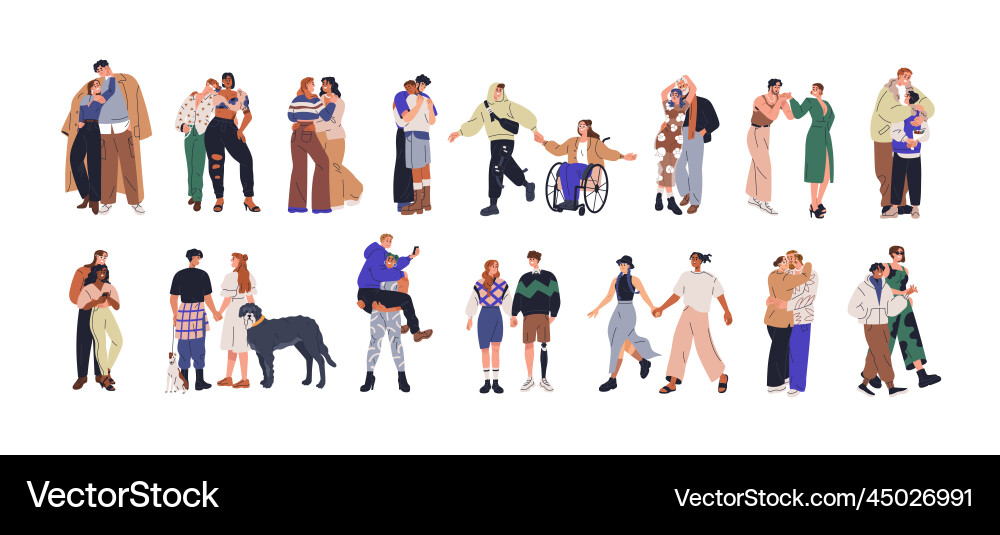 Different love couples set romantic relationships Vector Image