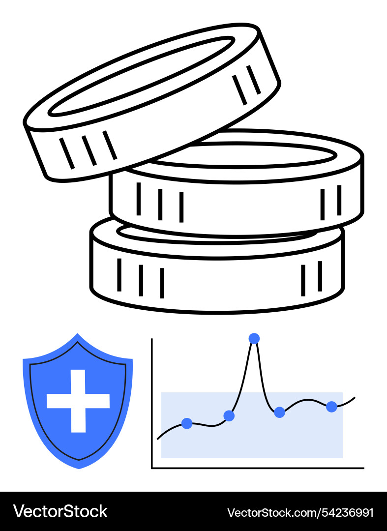 Financial growth and security coins graph Vector Image