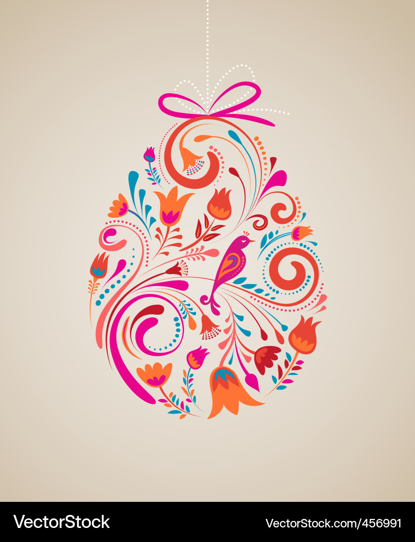 Floral Easter Egg Decor Royalty Free Vector Image