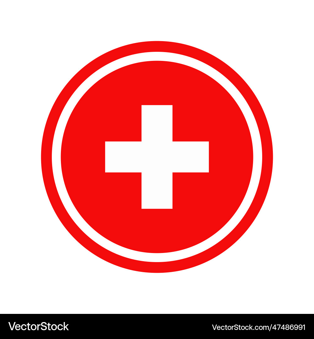 Medical first aid plus red sign isolated Vector Image