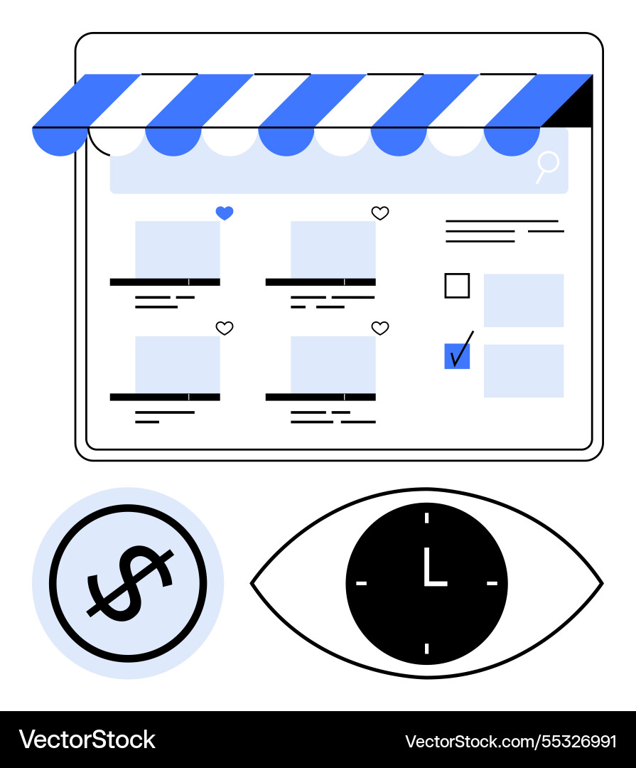 Online storefront with product listings dollar Vector Image