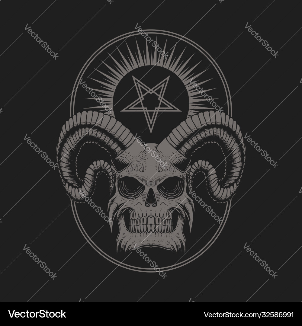Satanic devil skull Royalty Free Vector Image - VectorStock
