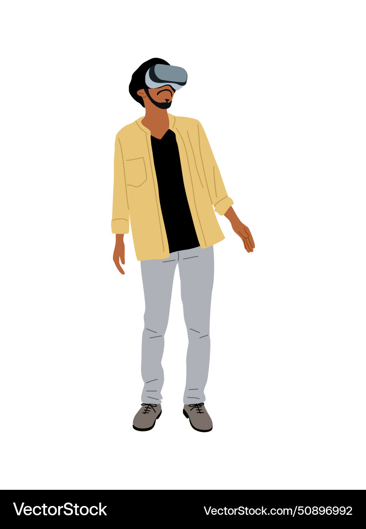 Casual man in virtual reality headset isolated Vector Image