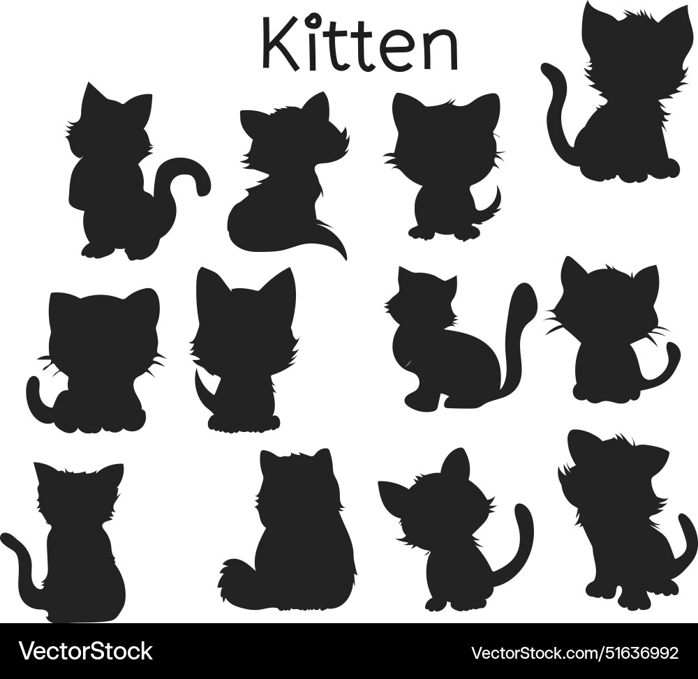 Cat silhouette kitten Royalty Free Vector Image