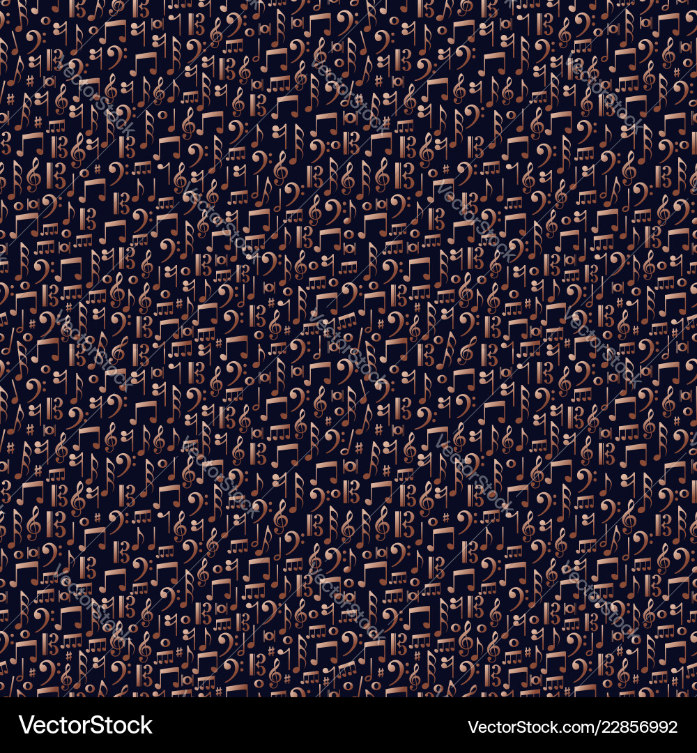 Copper music notes seamless pattern background Vector Image