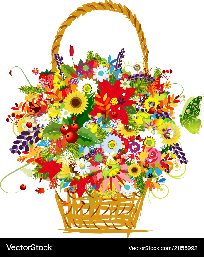 Flower bucket Royalty Free Vector Image - VectorStock