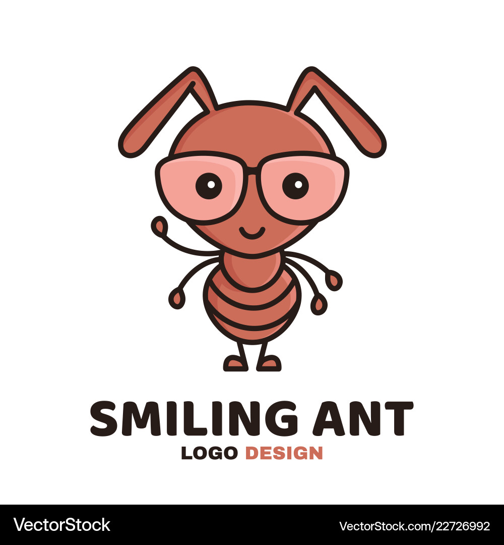 Fun cute smiling smart ant in glasses Royalty Free Vector