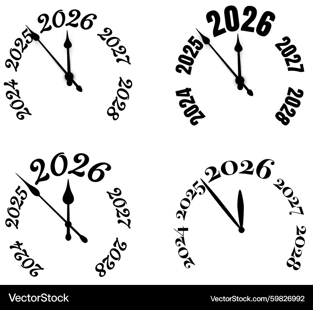 Midnight Countdown Clocks - 2026 Royalty Free Vector Image