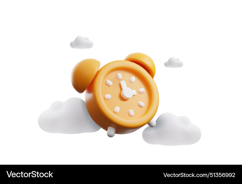 Round 3d alarm clock in orange color Royalty Free Vector