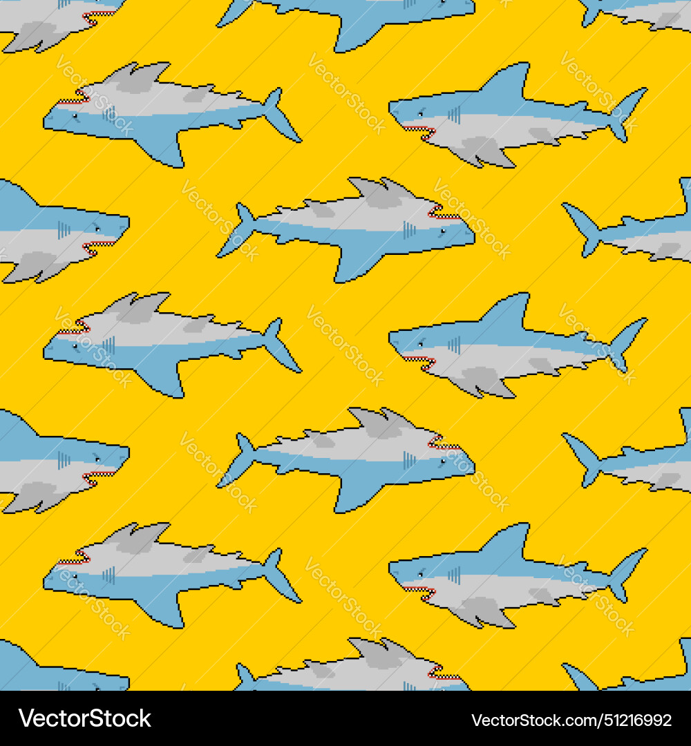 Shark pattern seamless sea predator background Vector Image