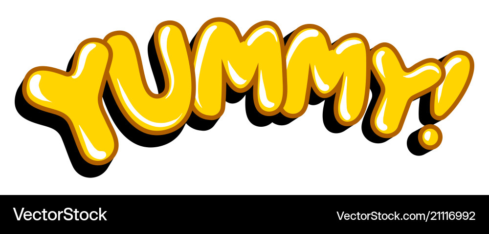 Yummy word comic book pop art Royalty Free Vector Image