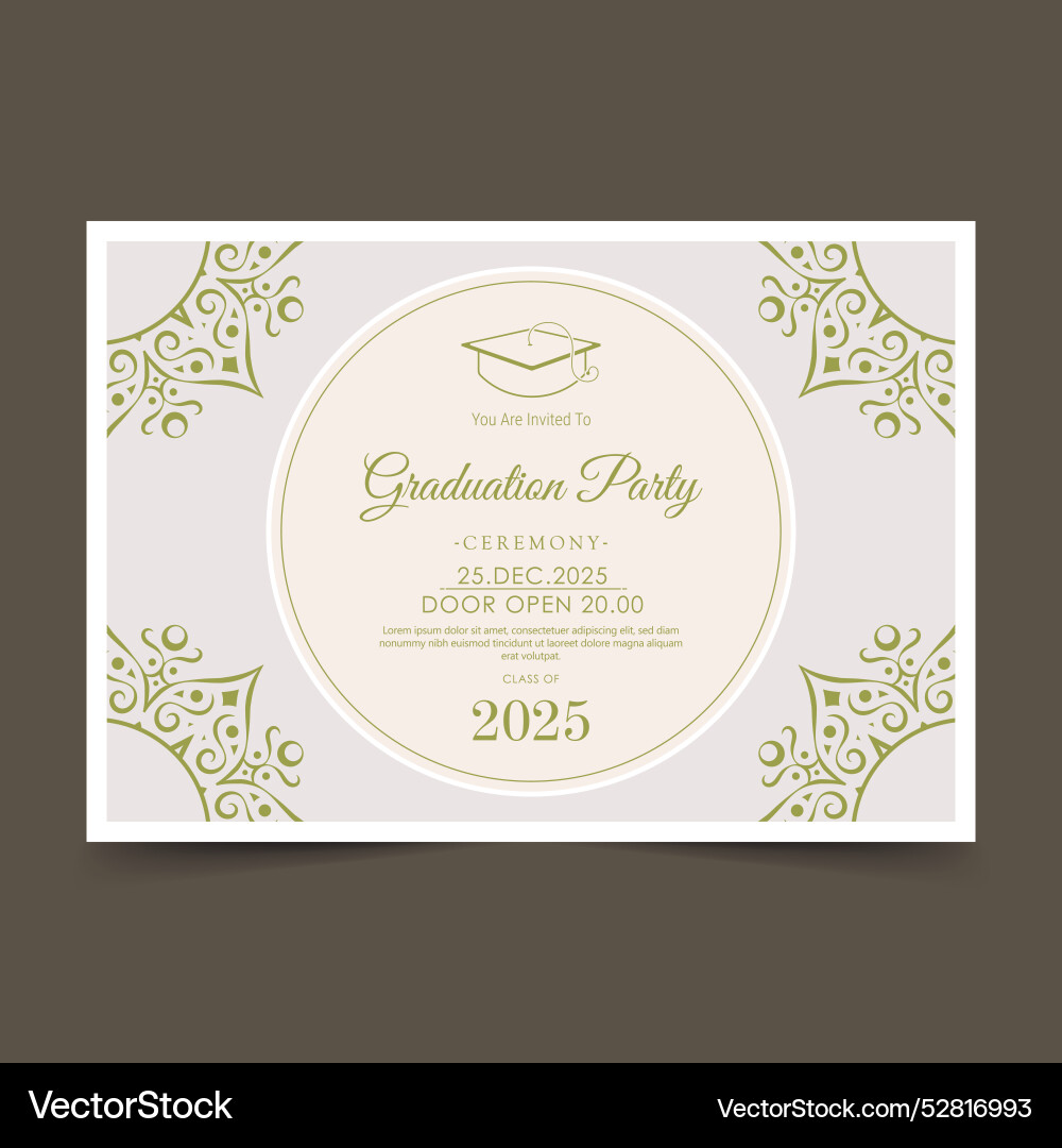 Graduation invitation with ornament template Vector Image