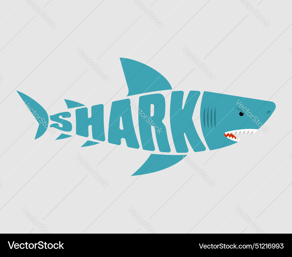 Shark lettering sign text fish symbol Royalty Free Vector