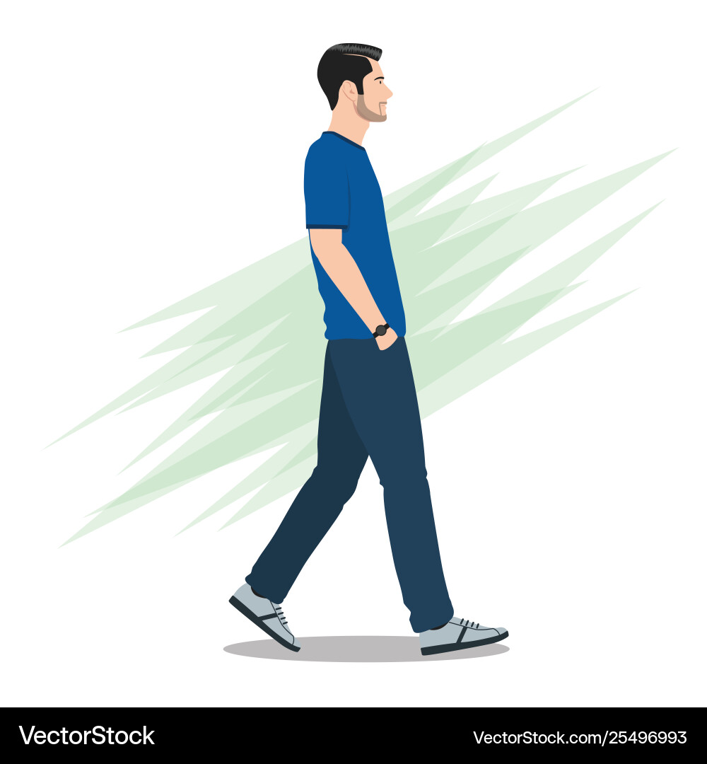 Side view a man walking forward Royalty Free Vector Image
