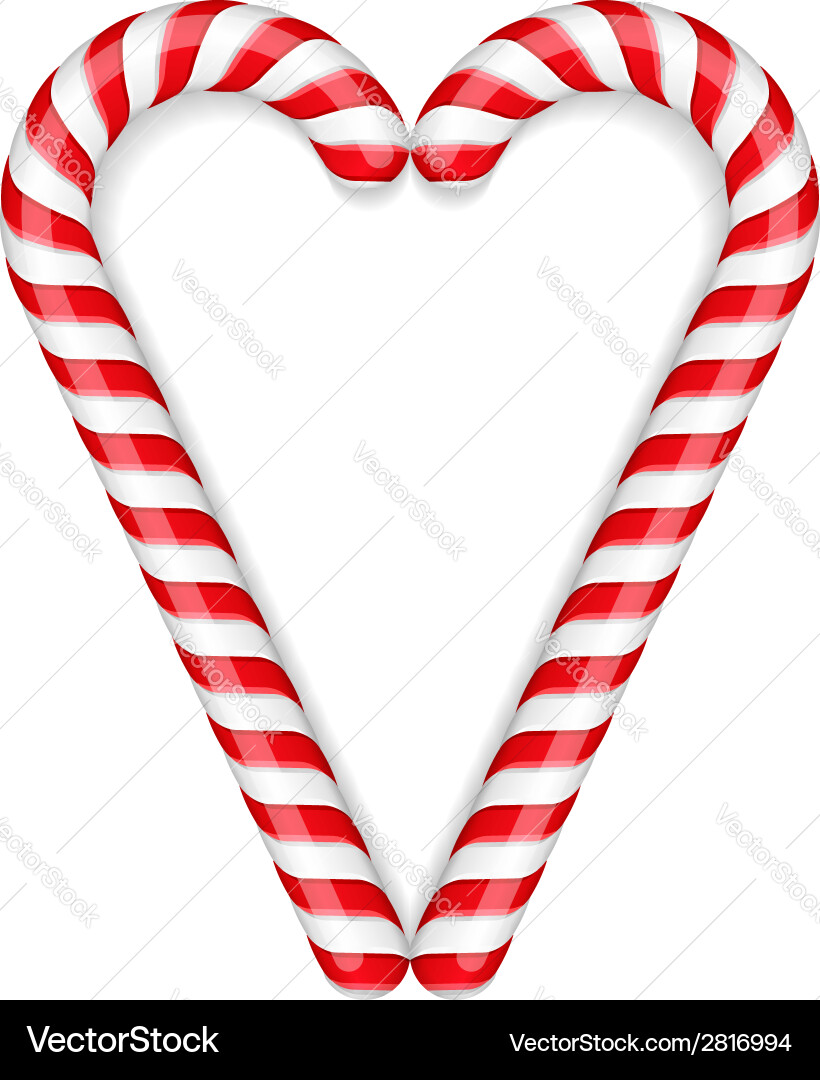Candy Canes Heart - Festive Red & White Vector Image