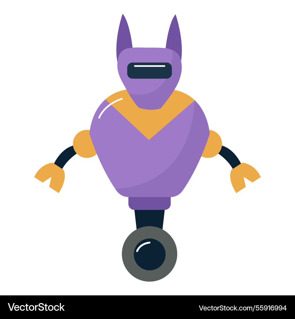 Cartoon purple robot character Royalty Free Vector Image