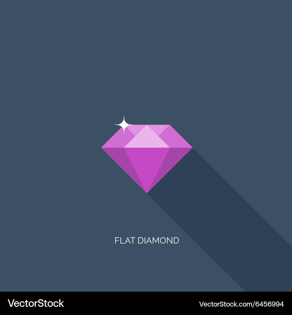 Flat diamond with shadow Royalty Free Vector Image