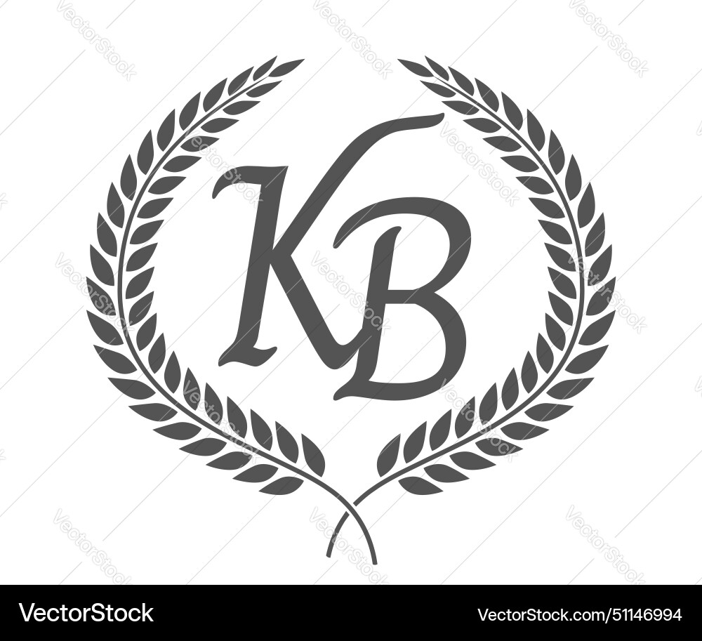 Initial letter k and b kb monogram logo design Vector Image