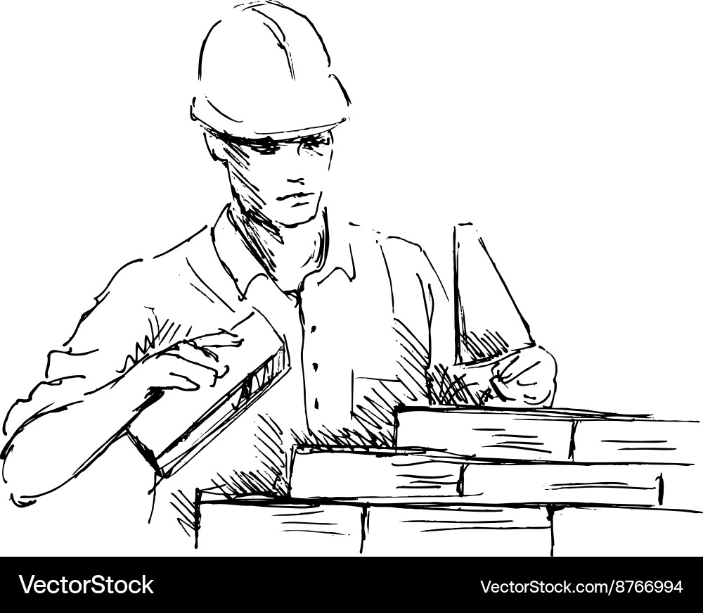 Mason Working with Brick Royalty Free Vector Image