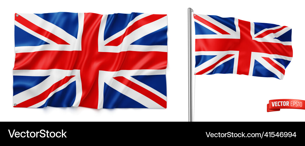 Realistic united kingdom flags Royalty Free Vector Image