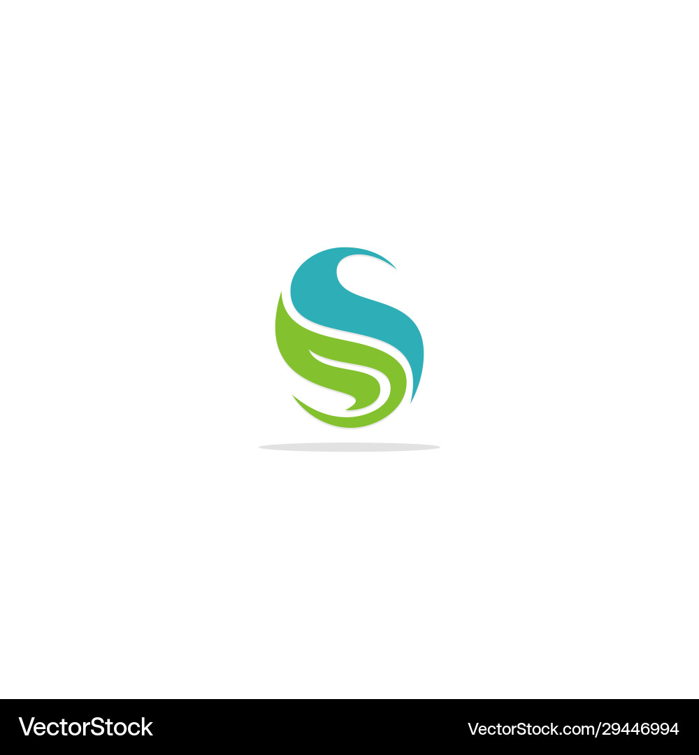 S initial green leaf logo Royalty Free Vector Image