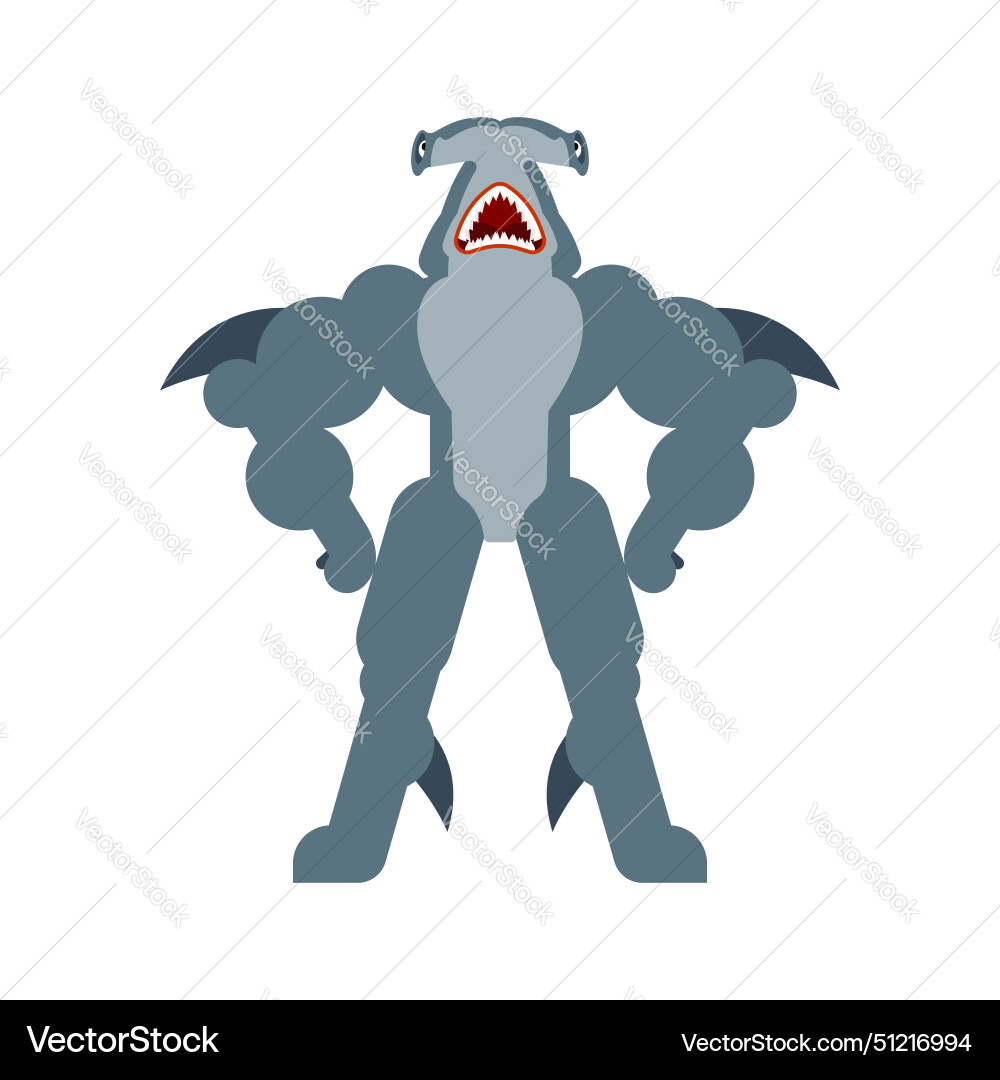 Strong hammerhead shark fish hammer strongman Vector Image