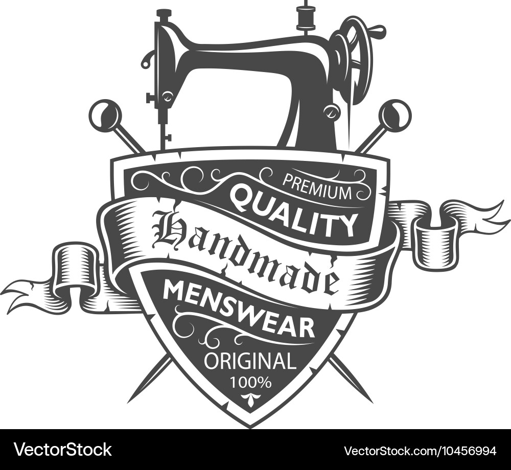 Tailor emblem with sewing machine Royalty Free Vector Image