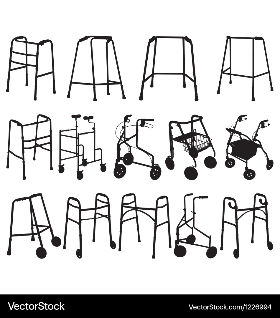 Zimmer frame silhouettes Royalty Free Vector Image