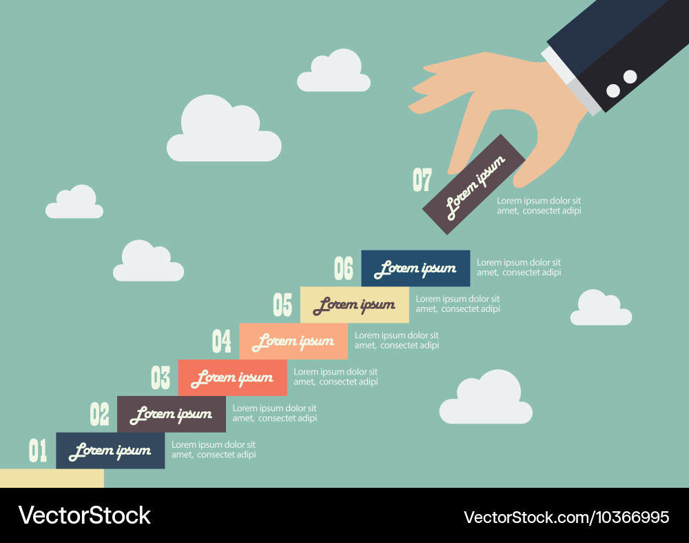 Business hand insert a piece of staircase Vector Image