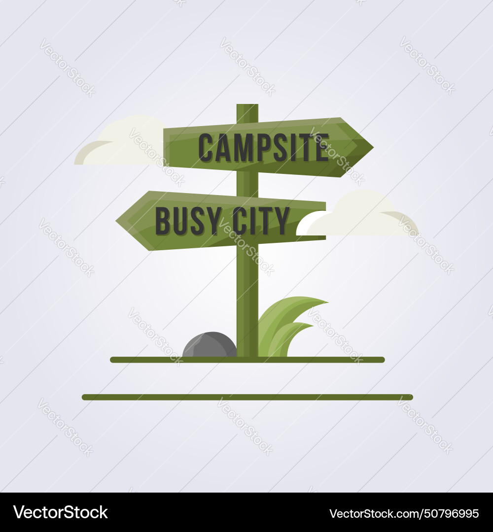 Colored flat camping road sign icon logo design Vector Image