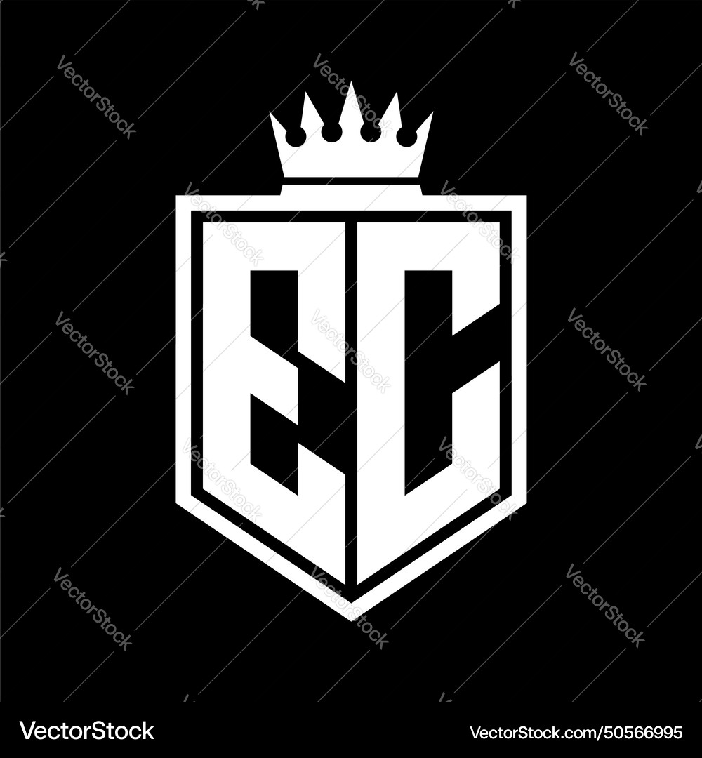 Ec logo monogram bold shield geometric shape Vector Image
