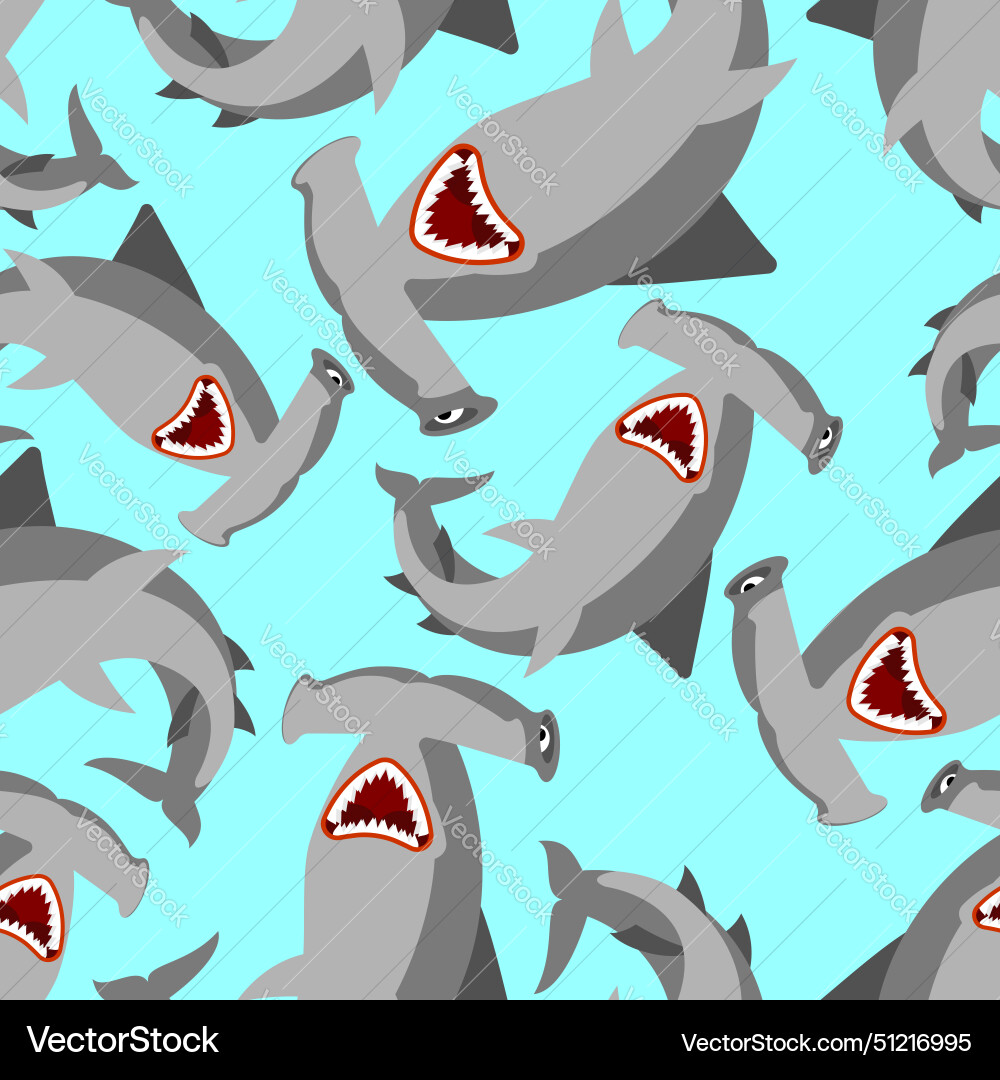 Fish hammer pattern seamless hammerhead shark Vector Image