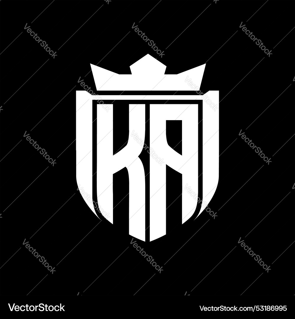 Ka letter logo shield shape inside badge Vector Image