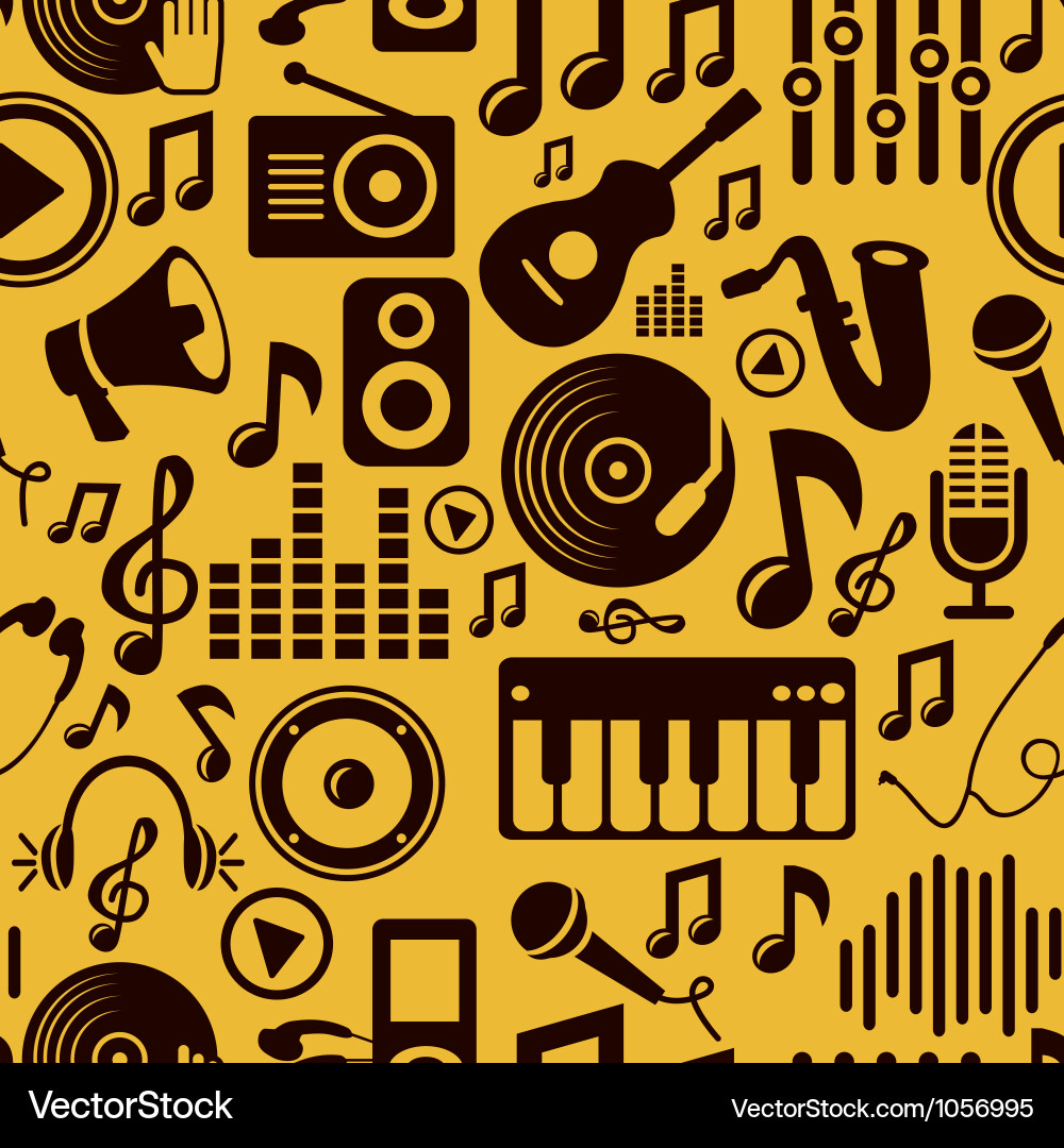 Music seamless pattern with icons Royalty Free Vector Image