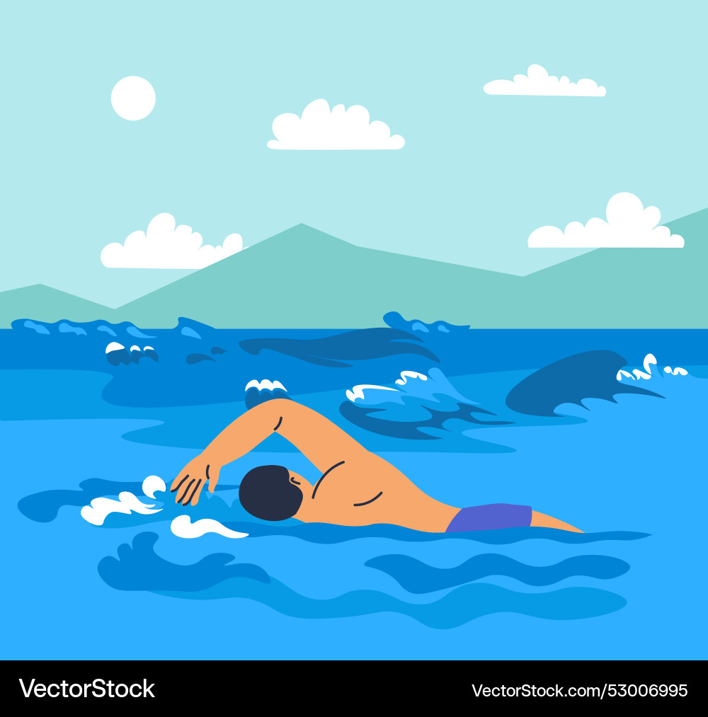 Open water swimming Royalty Free Vector Image - VectorStock