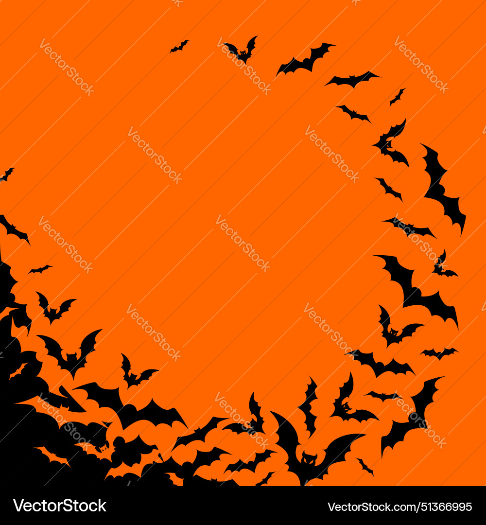Square halloween banner with black bats Royalty Free Vector