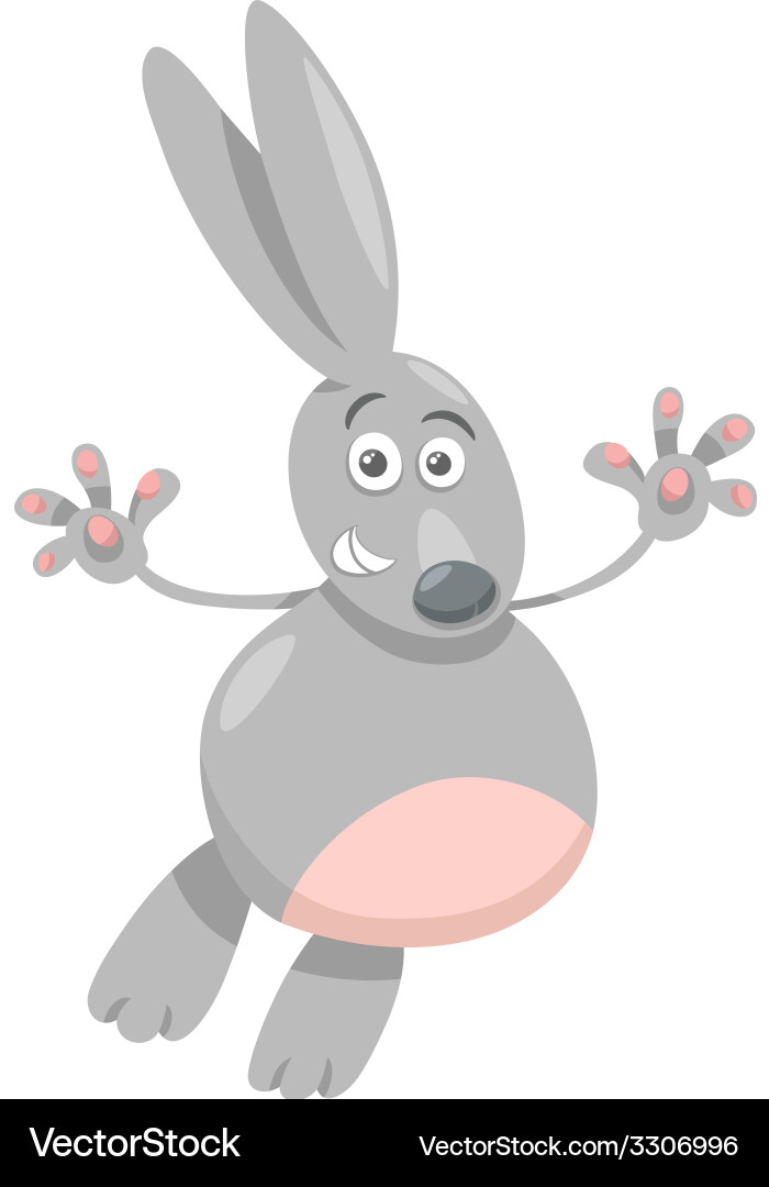 Funny gray rabbit cartoon Royalty Free Vector Image