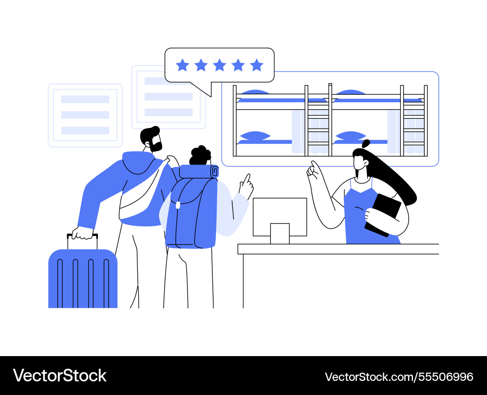 Hostel check-in isolated cartoon Royalty Free Vector Image
