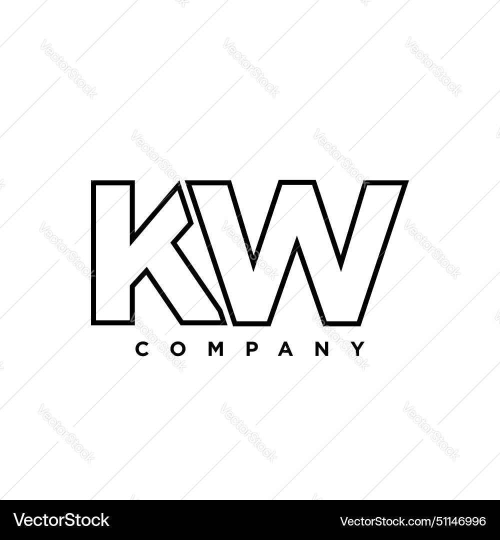 Letter k and w kw logo design template minimal Vector Image