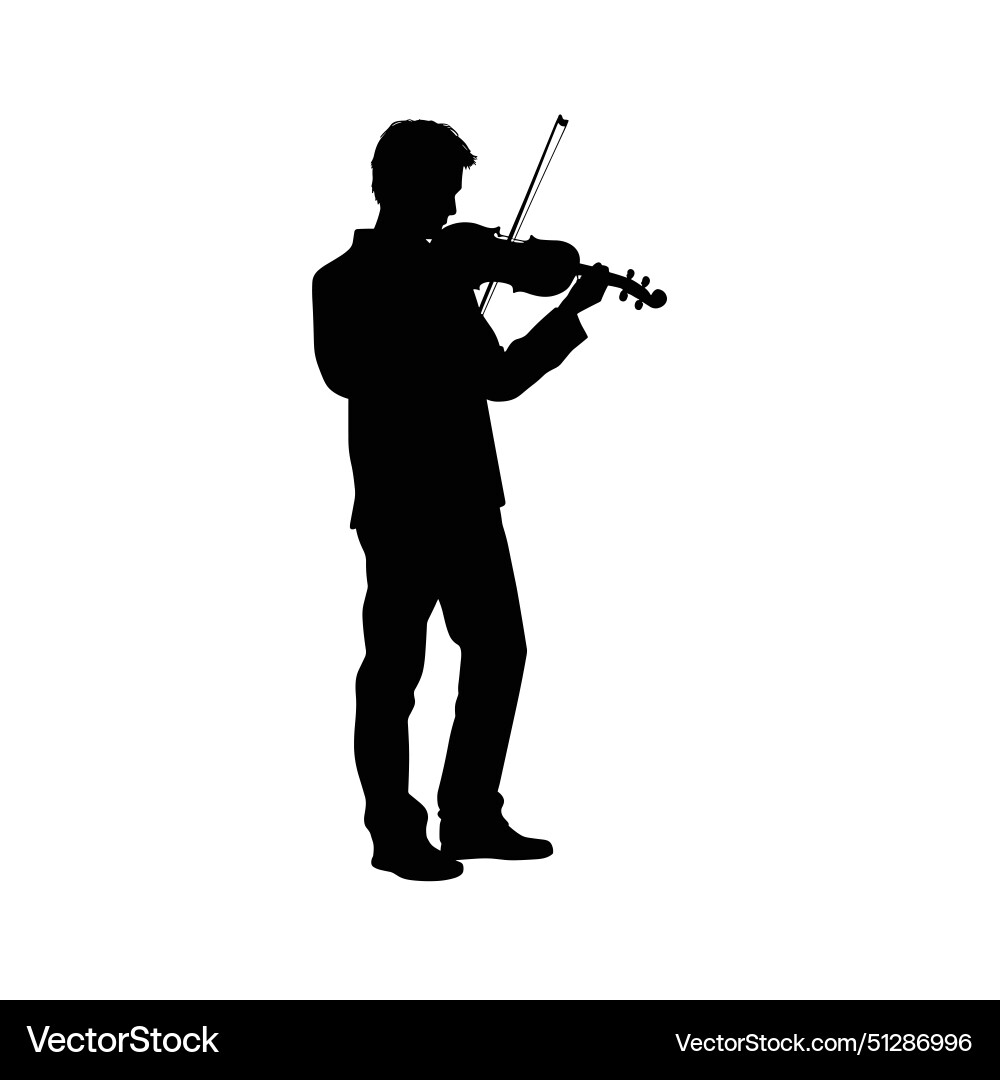 Male violinist performance silhouette Royalty Free Vector