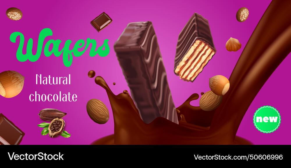 Realistic wafer advertisement Royalty Free Vector Image