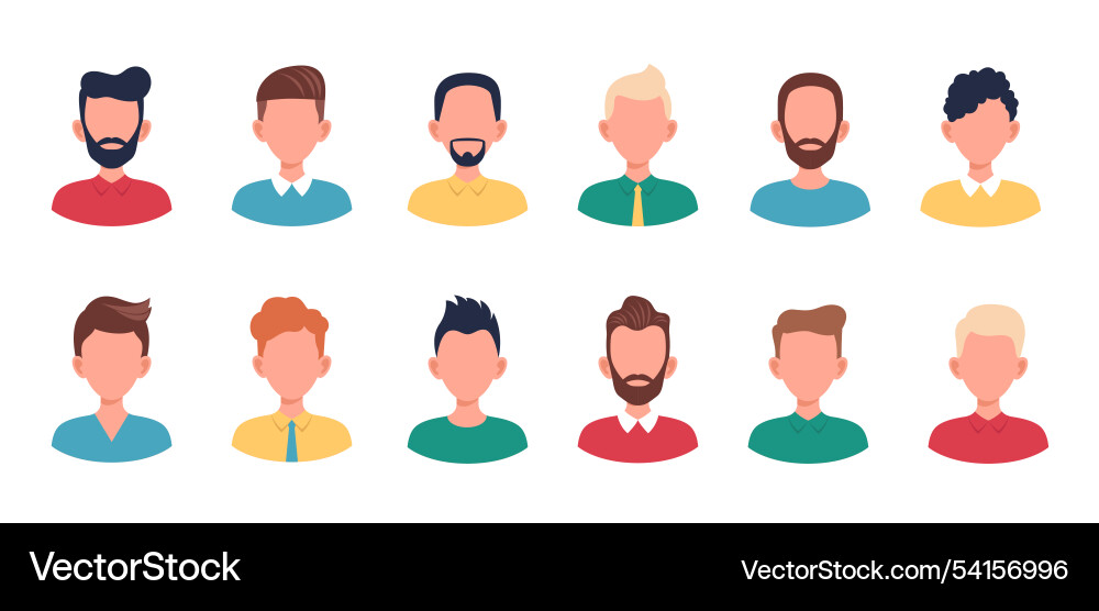 Set male portraits man user avatar profile Vector Image