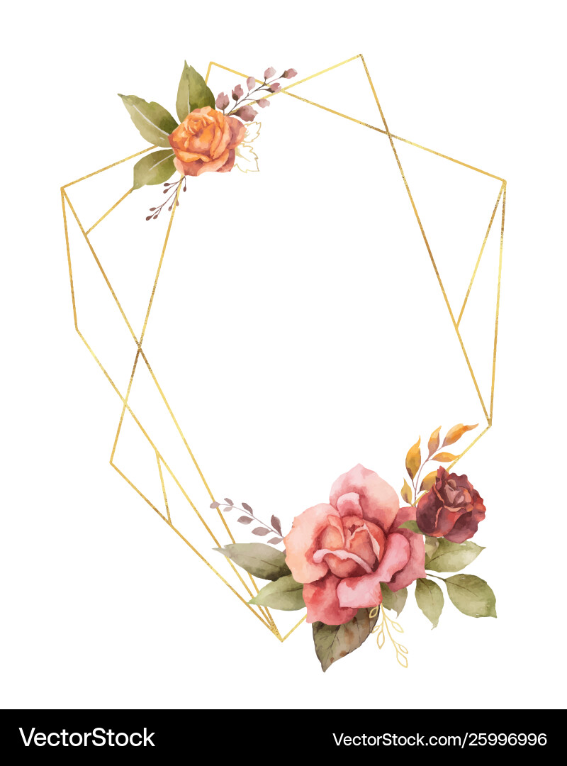 Watercolor Rose Autumn Frame Royalty Free Vector Image