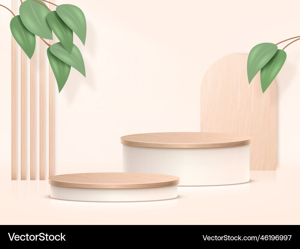 3d white podium beauty wooden platform stage Vector Image