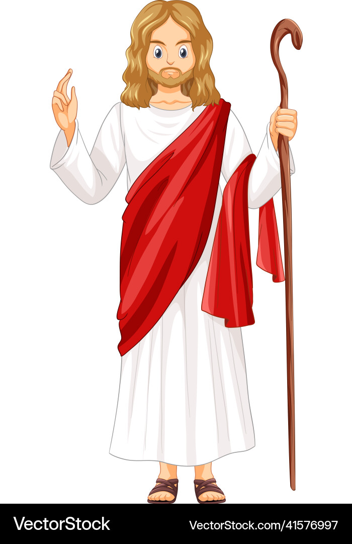Jesus cartoon character on white background Vector Image