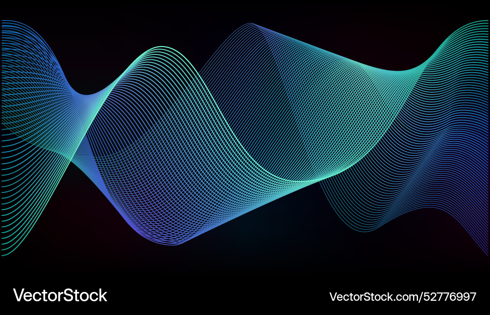 Neon light ai wavy line blue background digital Vector Image