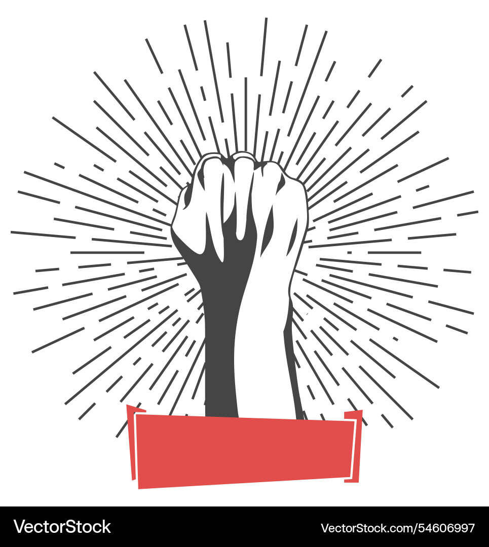 Rised fist hand gesture emblem Royalty Free Vector Image